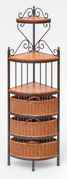Small Corner Baker's Rack with Baskets (Wrought Iron #MH907) - Our ...